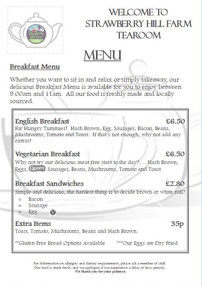 Breakfast Menu – Strawberryhill